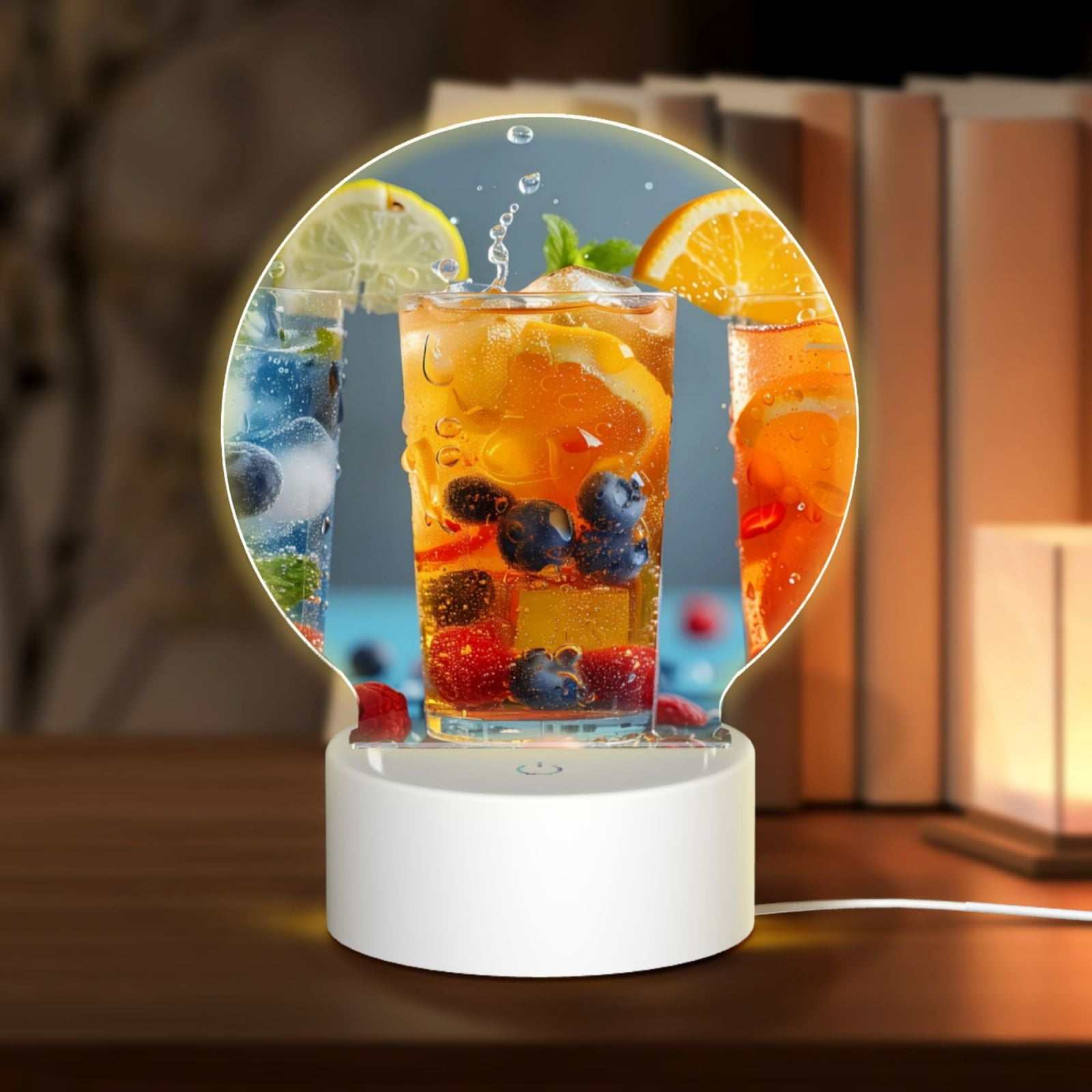 Daiia Refreshing Fruit Infused Drinks Pattern Acrylic Night Light, LED ...