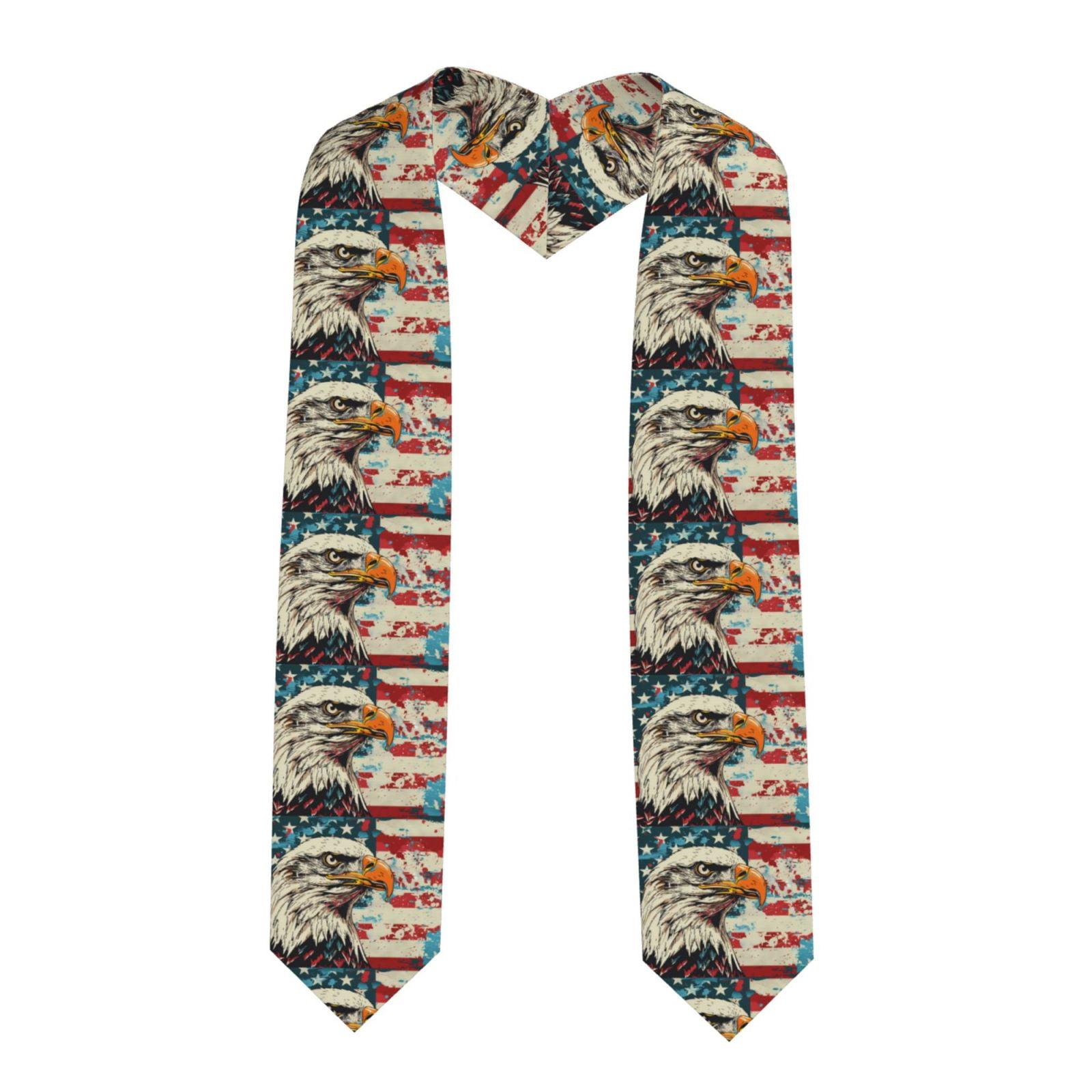 Daiia Retro American Eagle Pattern Graduation Shawl Stole – Satin ...