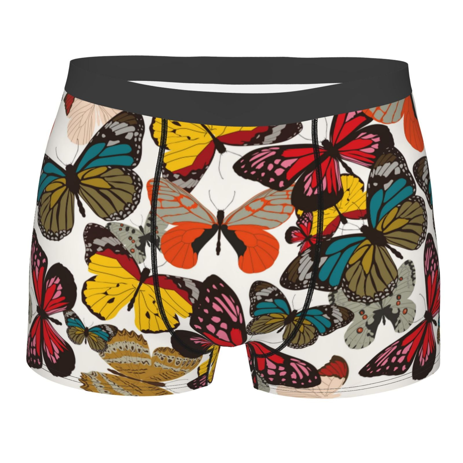 Daiia Retro Floral Butterfly Men's Underwear Boxer Briefs, Cotton ...