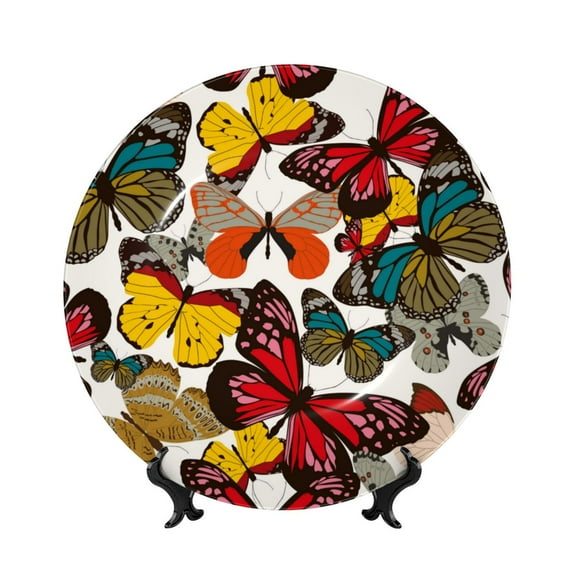 Daiia Retro Floral Butterfly Printed Pattern Ceramic Plate Dinner ...
