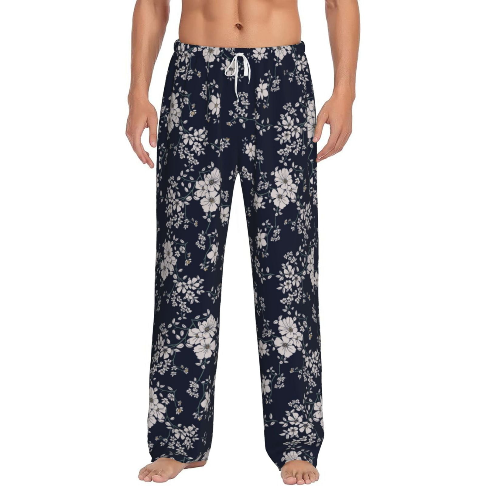 Daiia Retro Flower Men's Sleep Pant with Pockets and Drawstring,Pajama ...