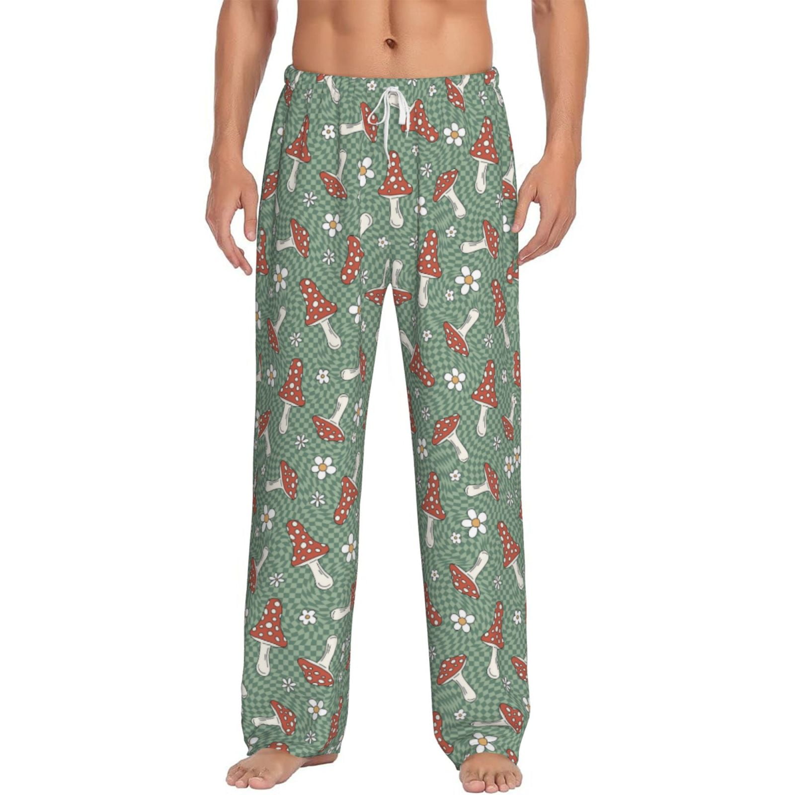 Daiia Retro Hippie Groovy Mushroom Men's Sleep Pant with Pockets and ...