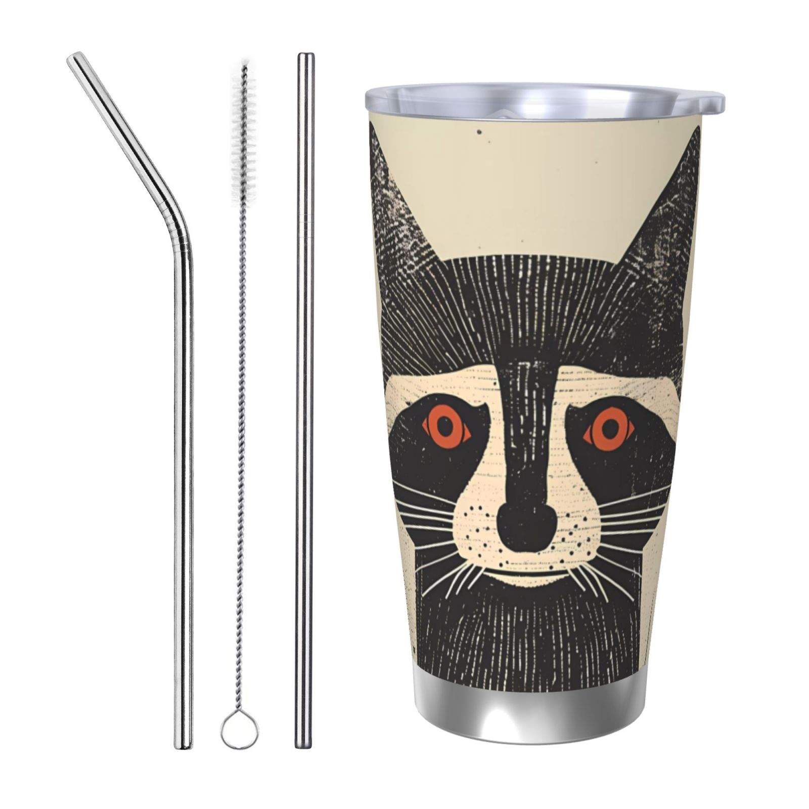 Daiia Retro Raccoon Graphic Print Printed 20oz Insulated Coffee Cup ...