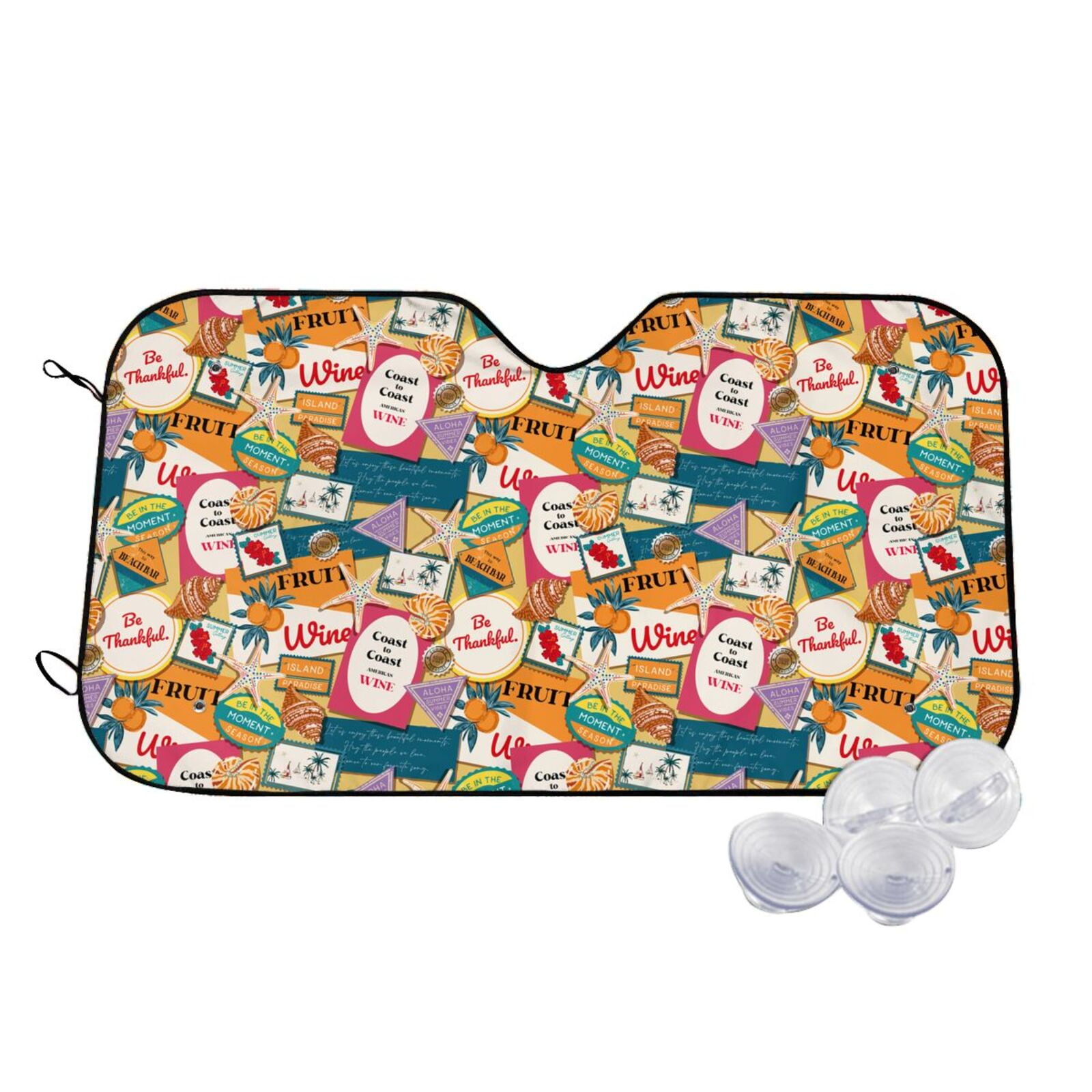 Daiia Retro Summer Stamp Windshield Sun Shade for Car SUV Truck (Medium ...