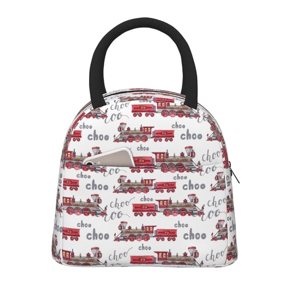Daiia Retro Train Pattern Lunch Bag , Insulated Lunch Box, Small ...