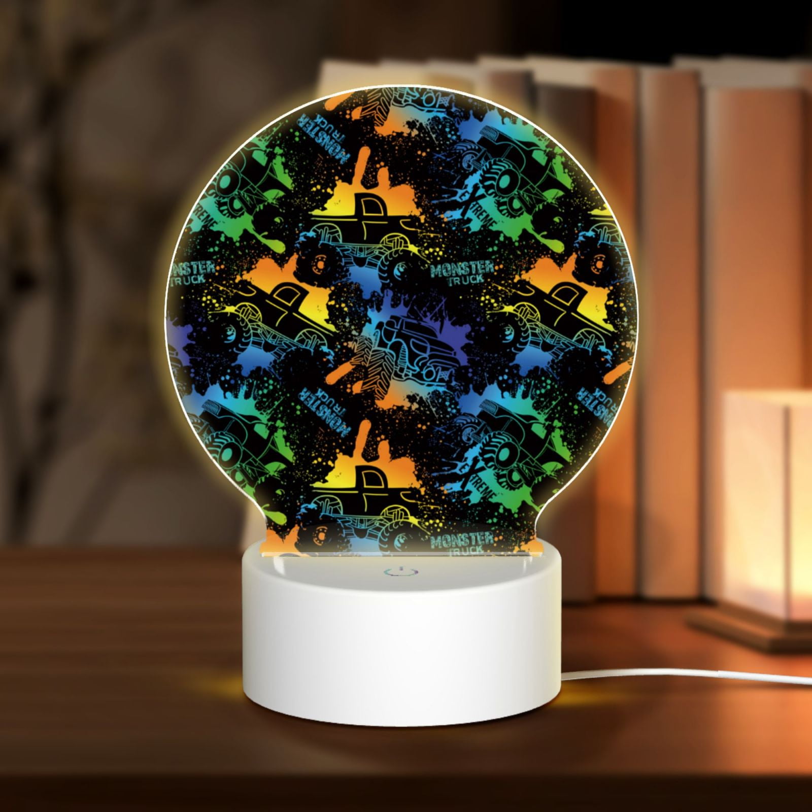 Daiia Retro Truck Pattern Acrylic Night Light, LED Touch Light, Bedroom ...