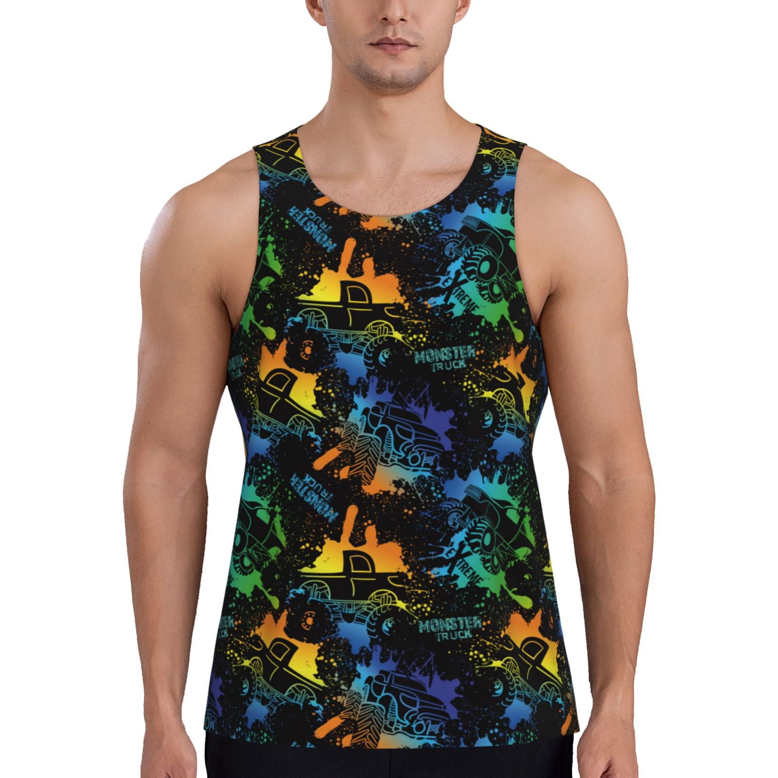Daiia Retro Truck Printed Men's Quick Dry Fit Muscle Tank Top Slim-Fit ...