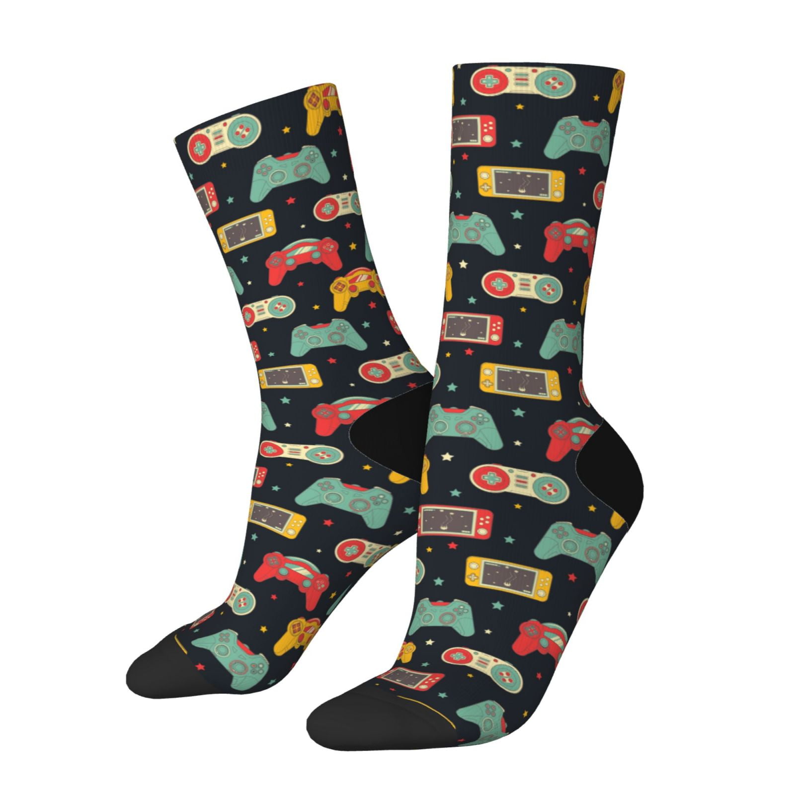 Daiia Retro Video Game Print Crew Socks – Soft Breathable Long Socks ...