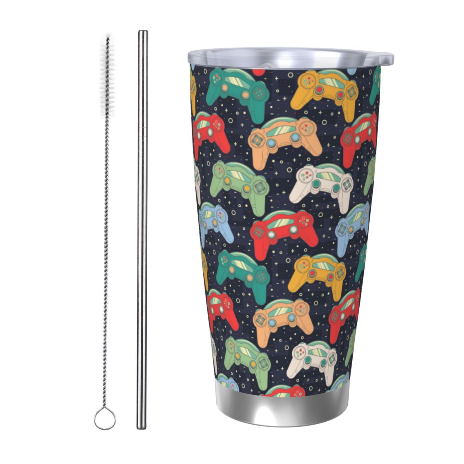 Daiia Retro Video Game Printed 20oz Insulated Coffee Cup with Straw ...