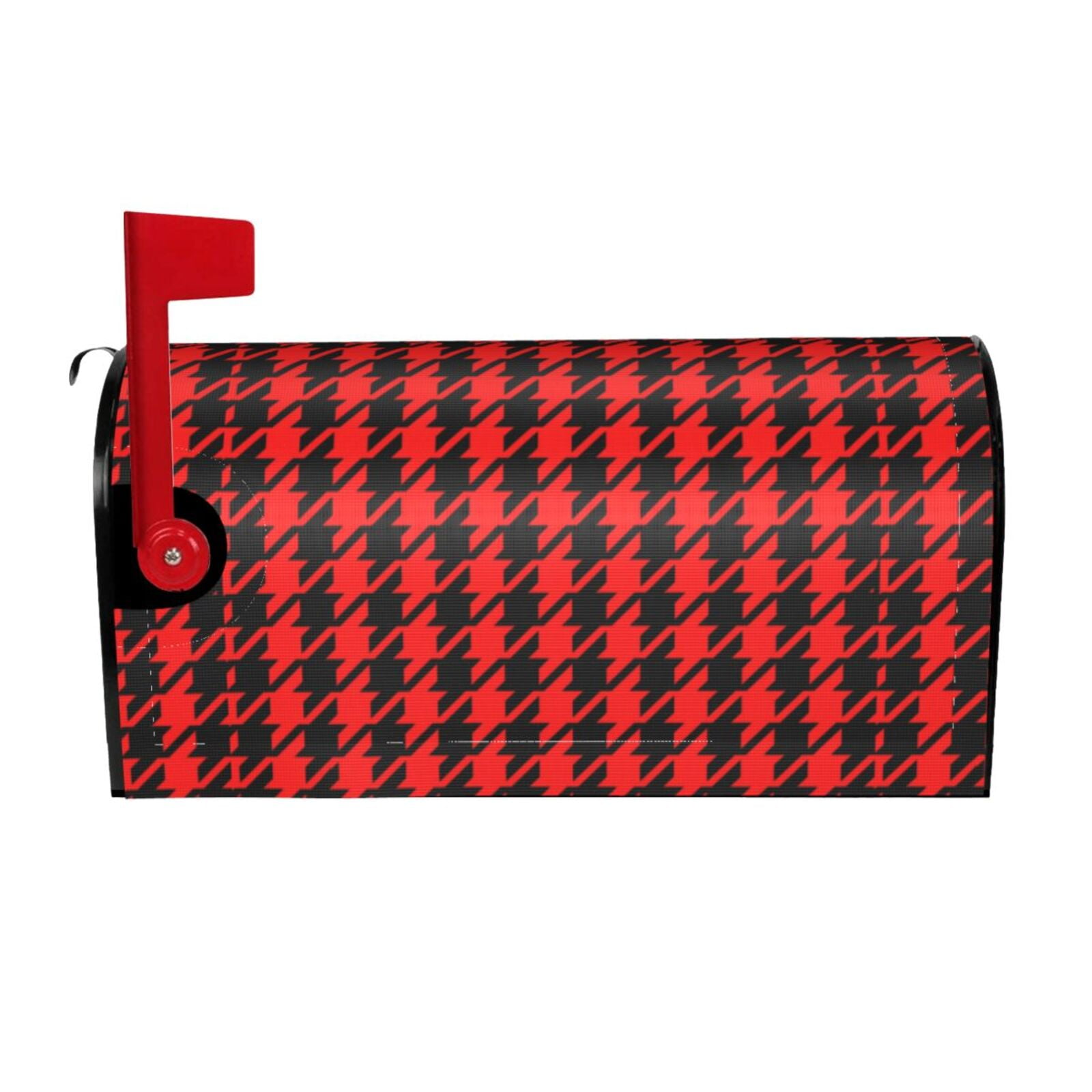 Daiia Retro red and Black Houndstooth Pattern Mailbox Cover , Magnetic ...