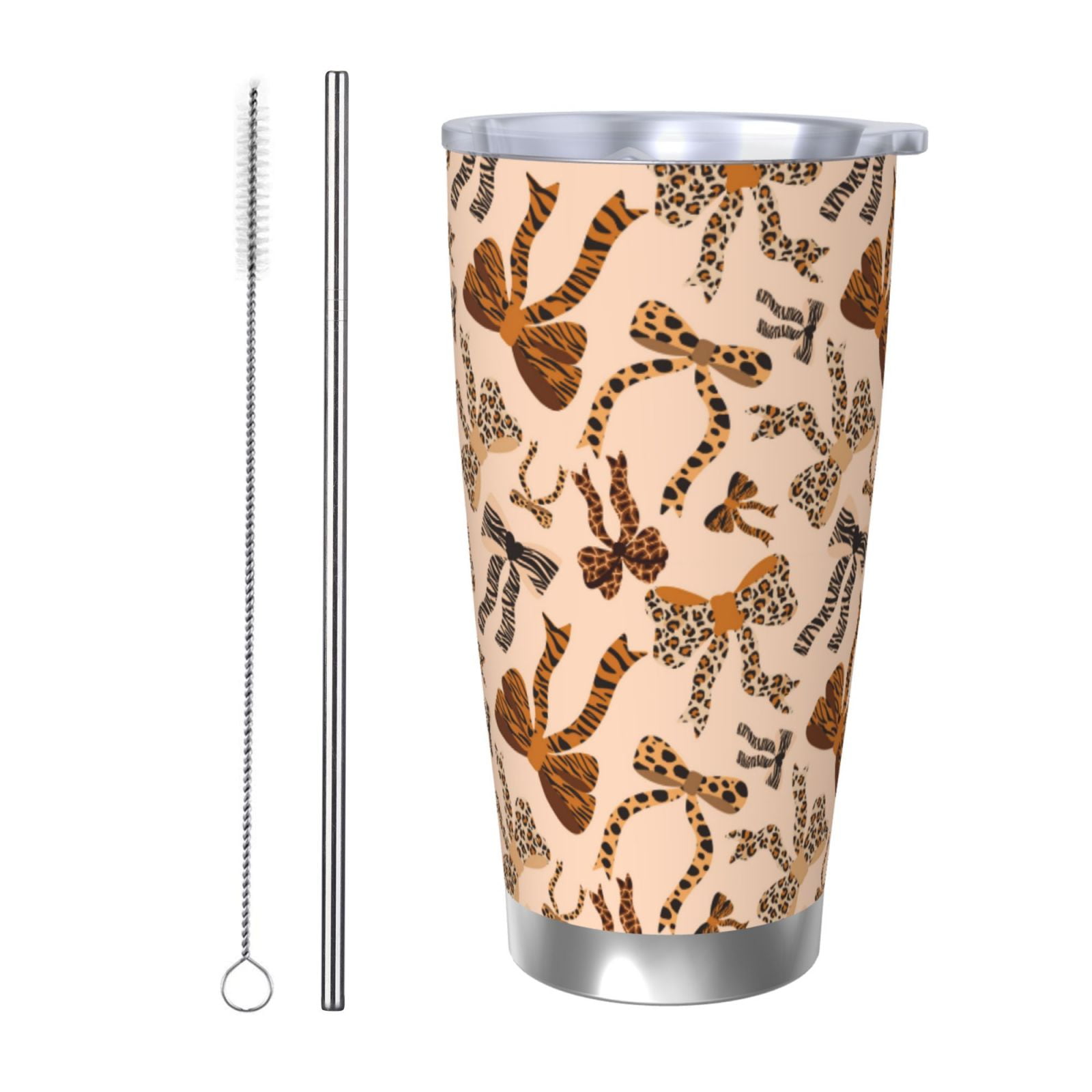 Daiia Ribbon bows with leopard Printed 20oz Insulated Coffee Cup with ...