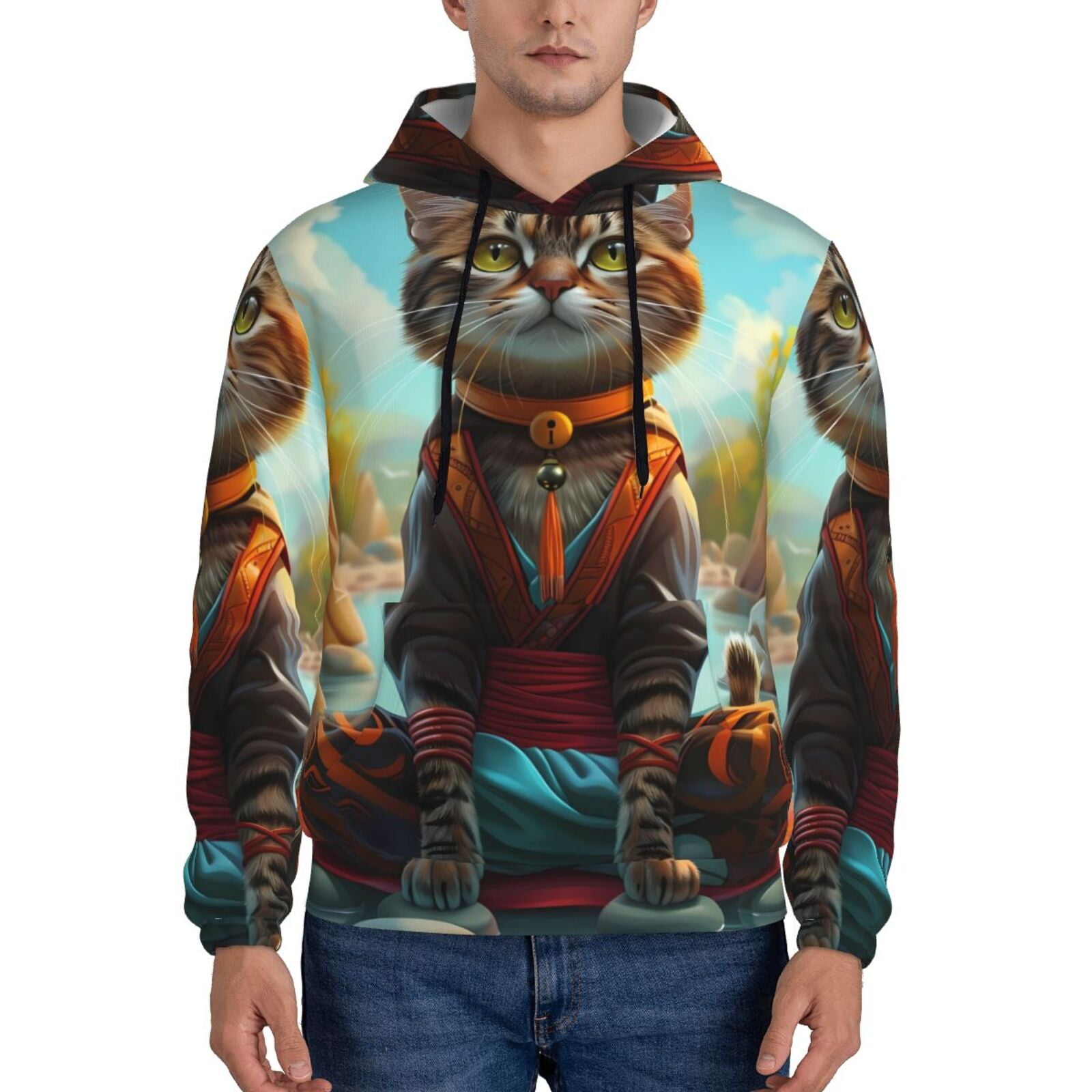 Daiia Riverside Meditating Cat for Men's Fashion Hoodies & Sweatshirts ...