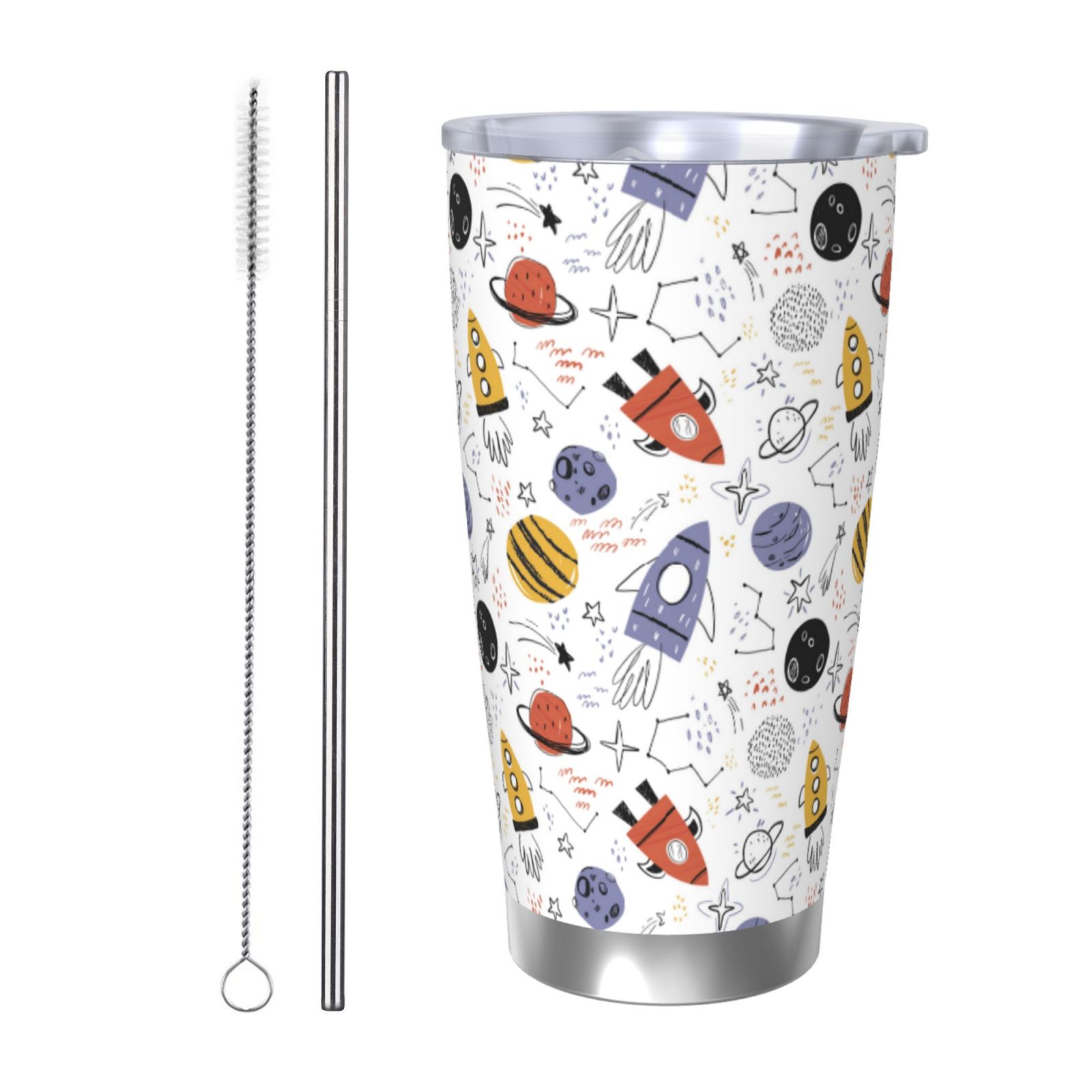 Daiia Rocket Planets Printed 20oz Insulated Coffee Cup with Straw ...