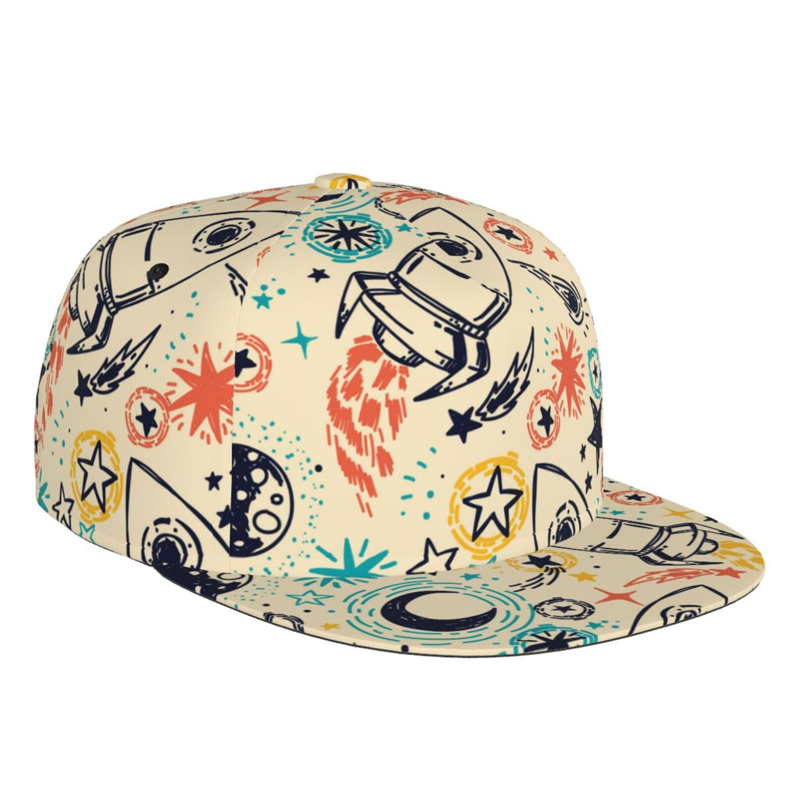 Daiia Rockets print Flat Bill Hats Flat Brim Trucker Cap Baseball Cap ...