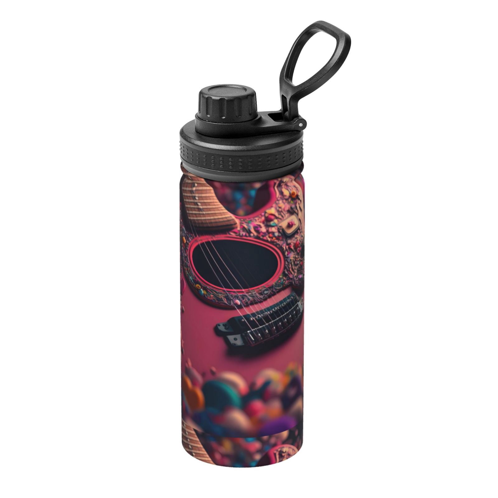 Daiia Romantic Heart Guitar Printed 18 OZ Sports Insulated Kettle ...