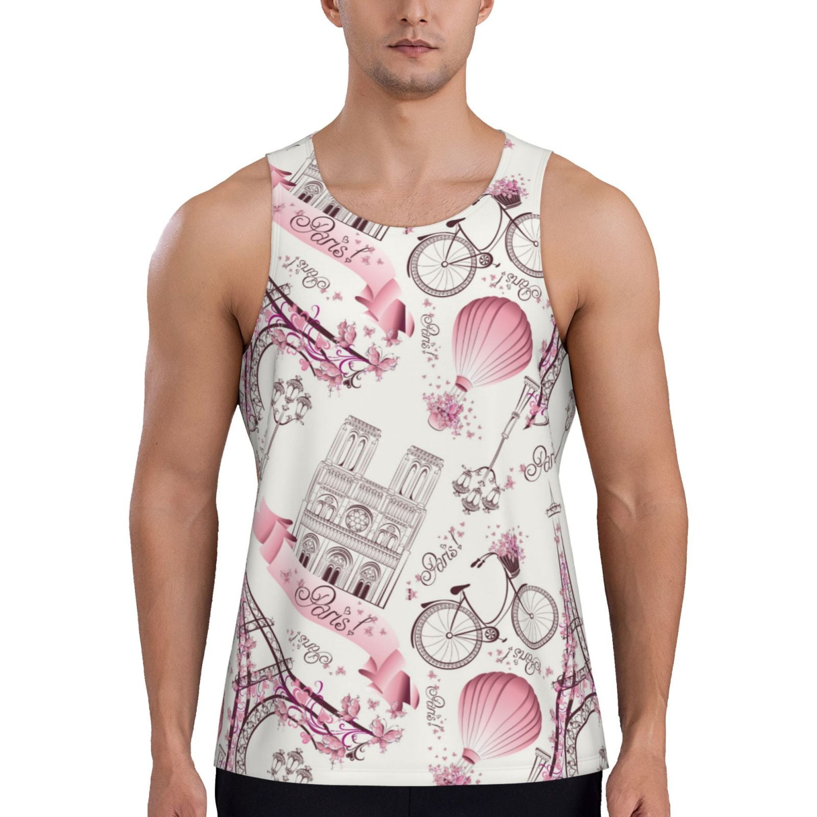 Daiia Romantic Travel In Paris Printed Men's Quick Dry Fit Muscle Tank ...