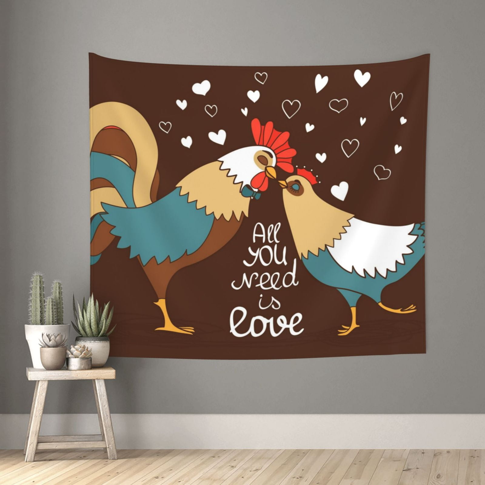 Daiia Rooster And Chicken Pattern Tapestry 60x51 Inches Wall Hanging ...