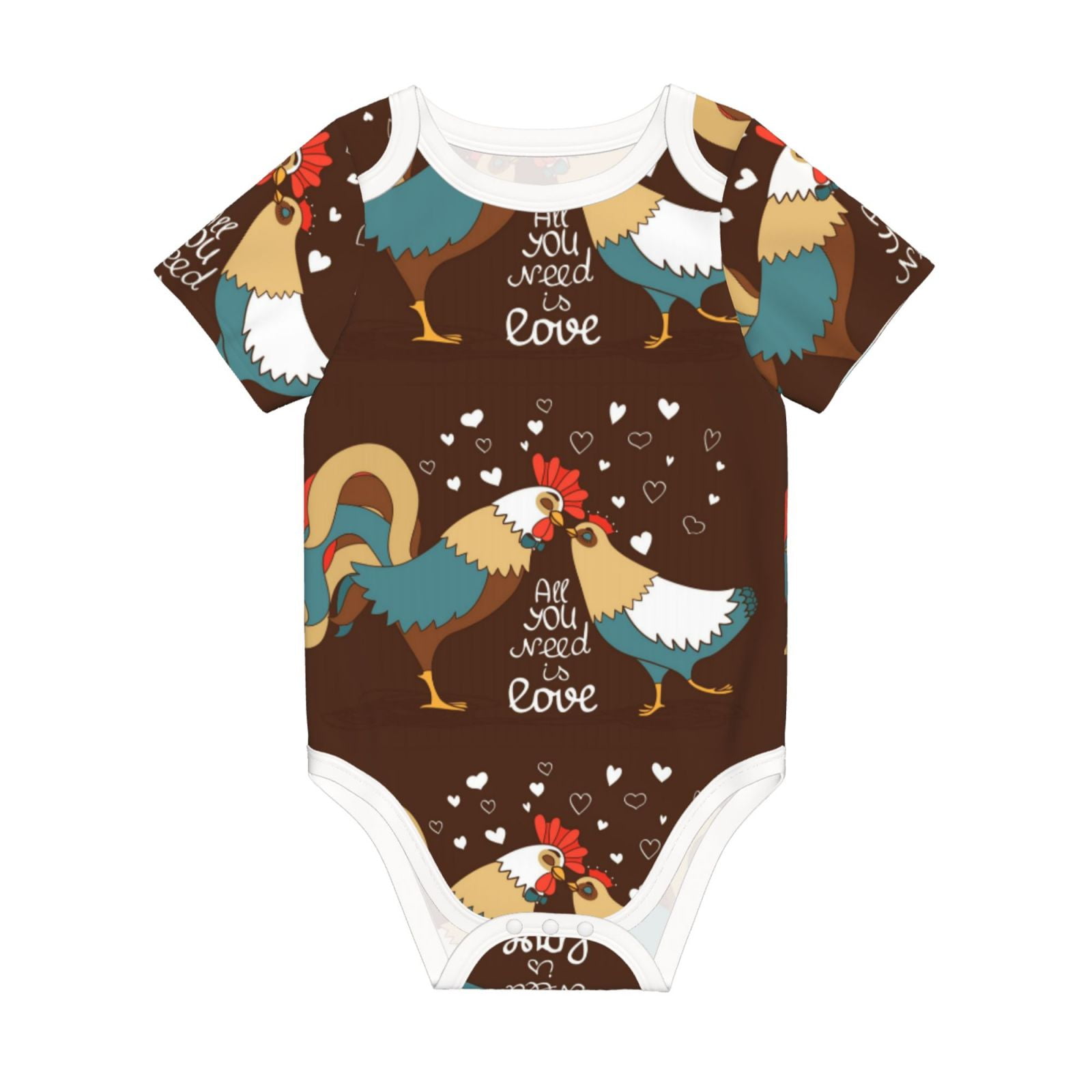 Daiia Rooster And Chicken Printed Unisex-Baby Short Sleeve Onesies ...