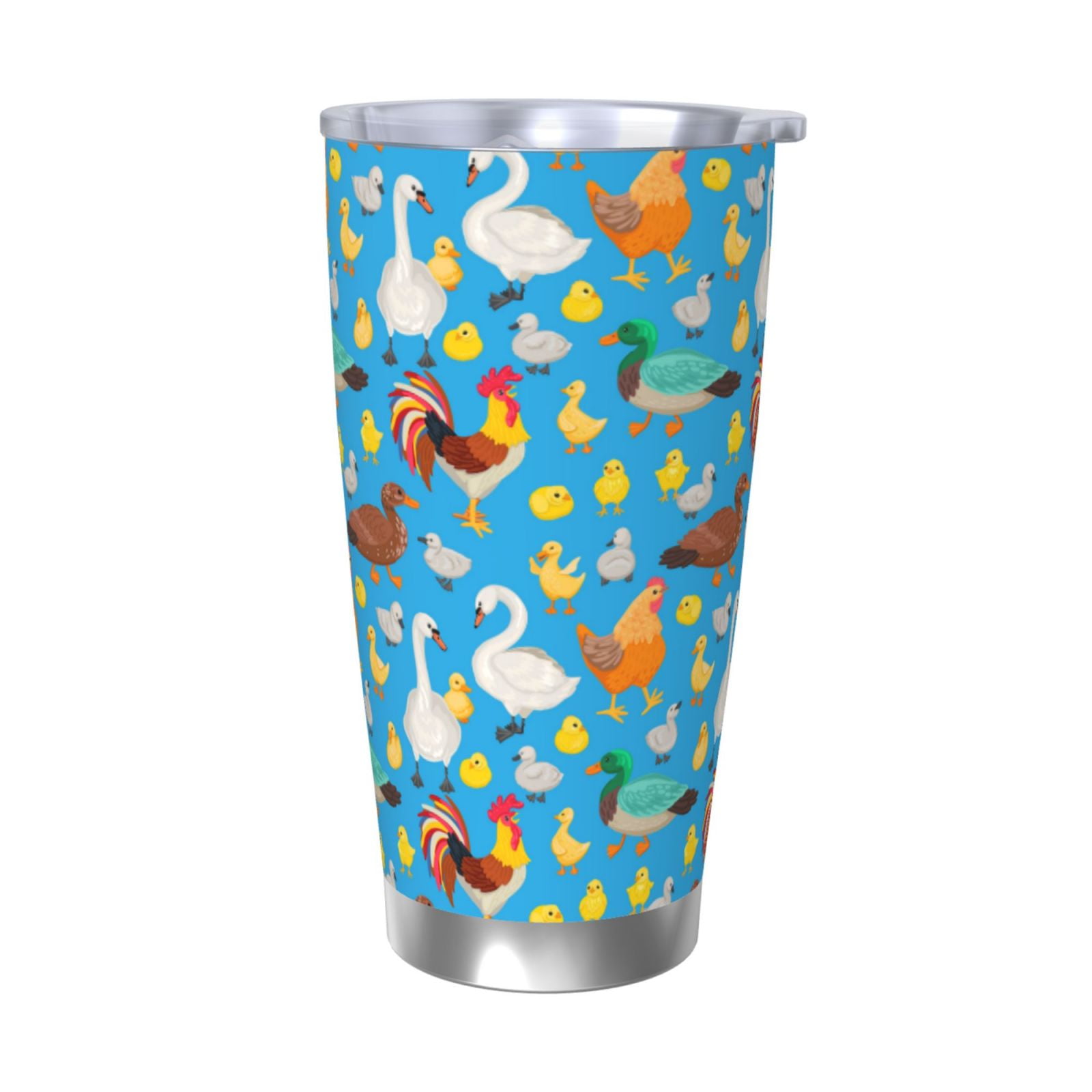 Daiia Rooster And Chickens Printed 20oz Insulated Coffee Cup with Straw ...