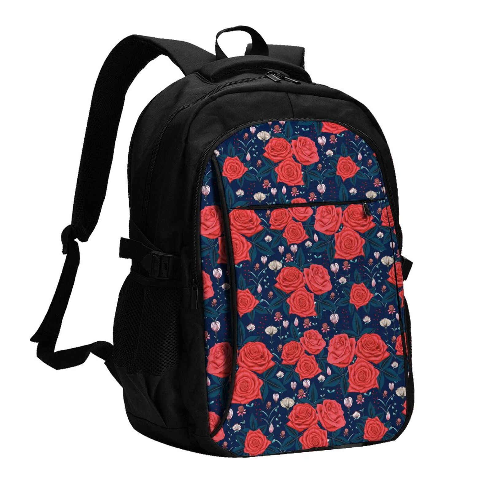 Daiia Rose Flower Pattern USB Charging Backpack for Men and Women, Anti ...
