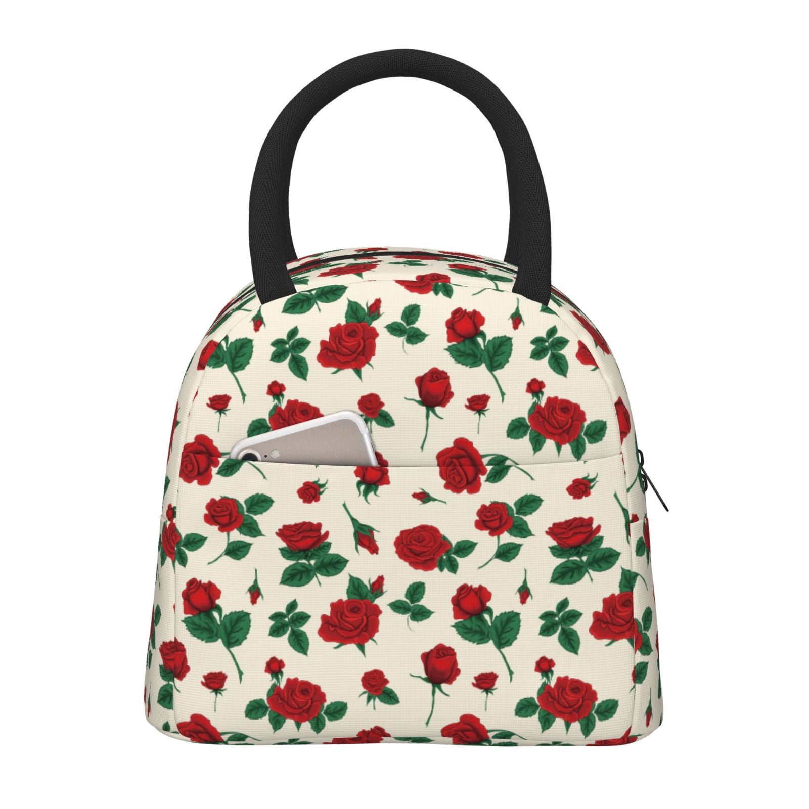 Daiia Rose Flowers Pattern Lunch Bag , Insulated Lunch Box, Small ...