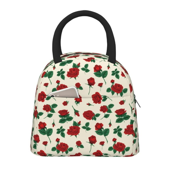 Daiia Rose Flowers Pattern Lunch Bag , Insulated Lunch Box, Small ...