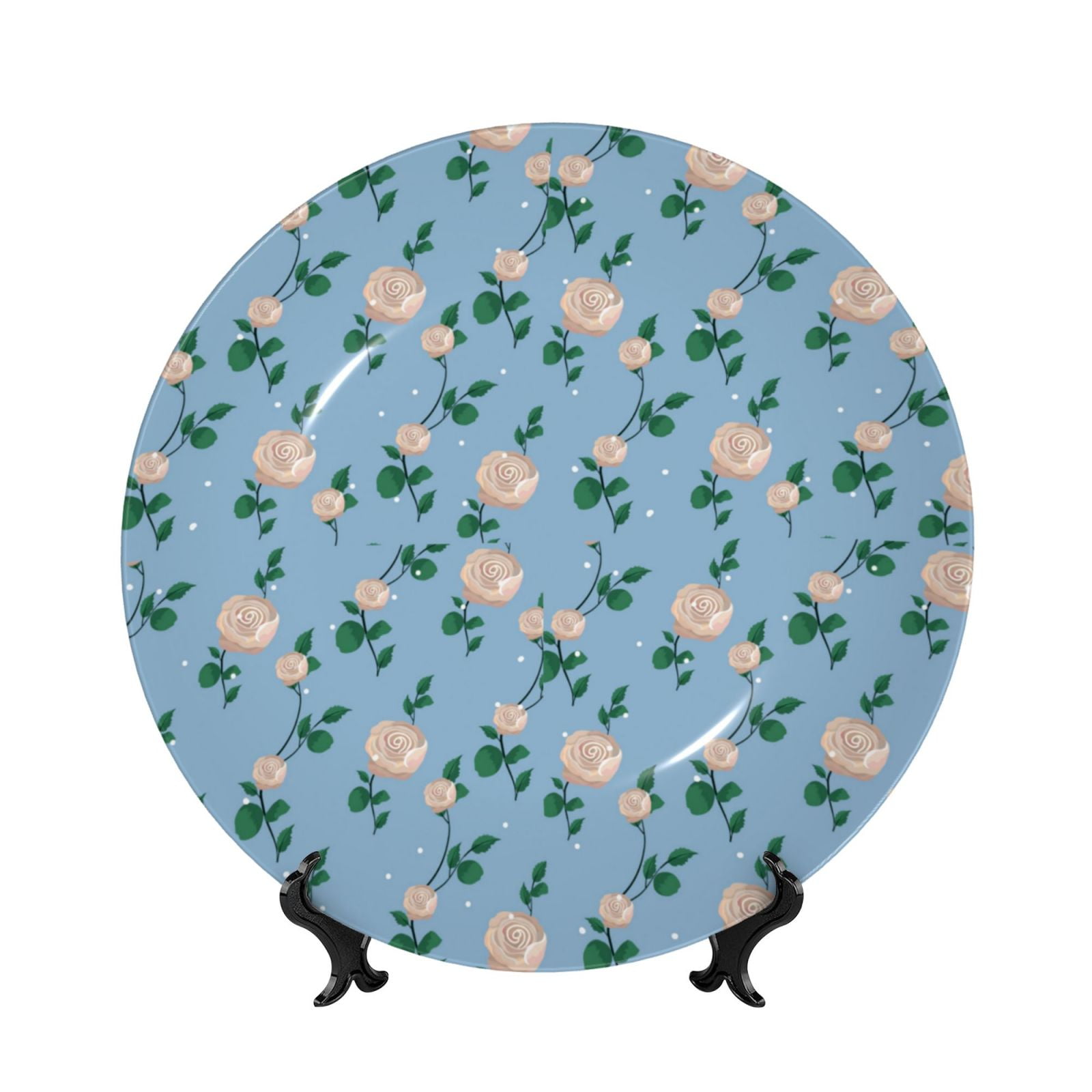 Daiia Rose Flowers Printed Pattern Ceramic Plate Dinner Plates Bone ...