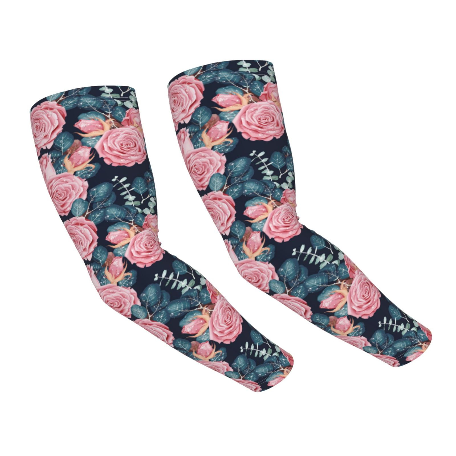 Daiia Rose Flowers UV Sun Protection Arm Sleeves - Cooling Compression ...