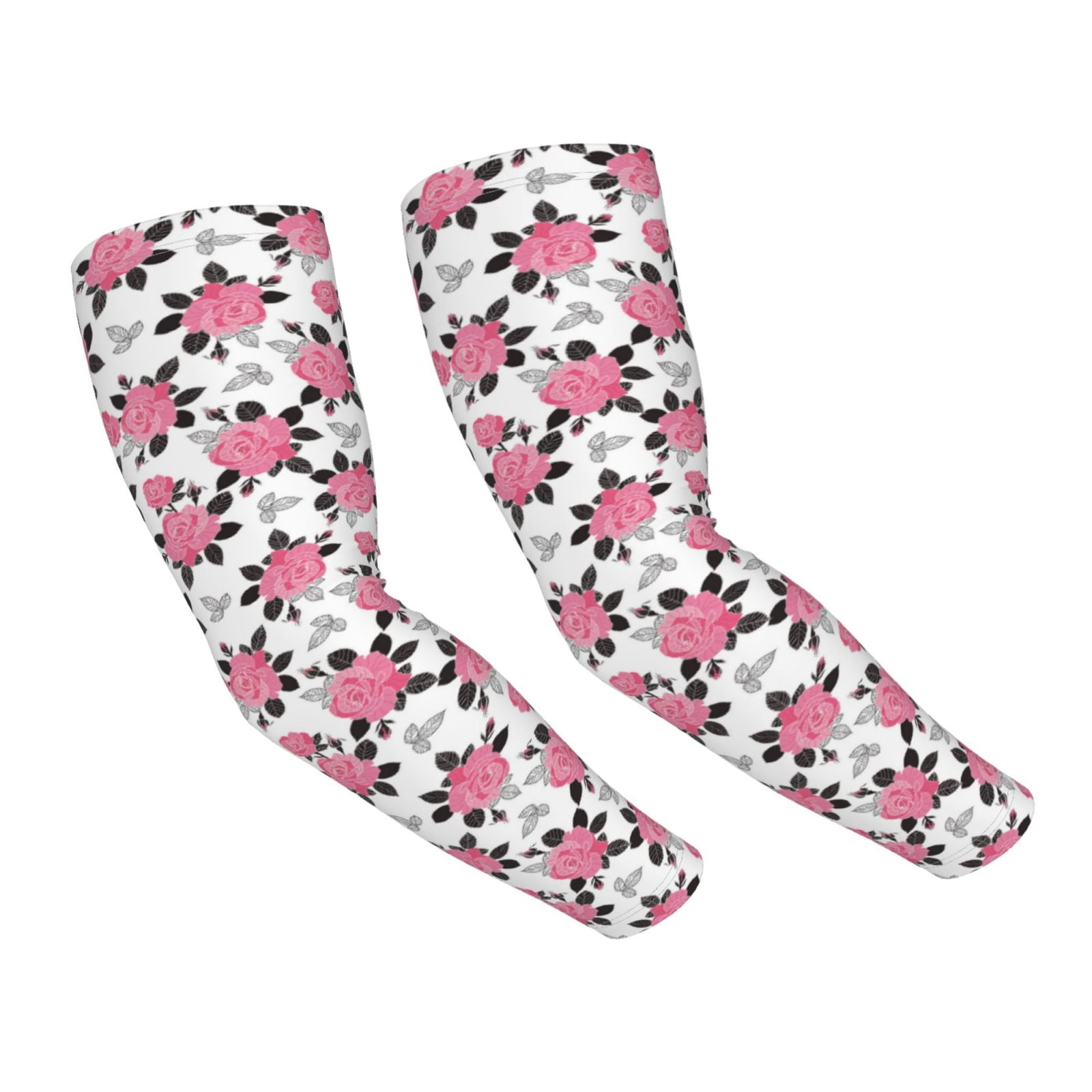 Daiia Rose Flowers UV Sun Protection Arm Sleeves - Cooling Compression ...