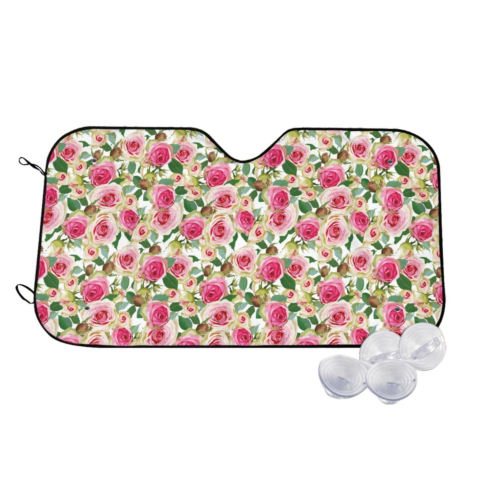 Daiia Rose Flowers Windshield Sun Shade for Car SUV Truck (Small ), Car ...
