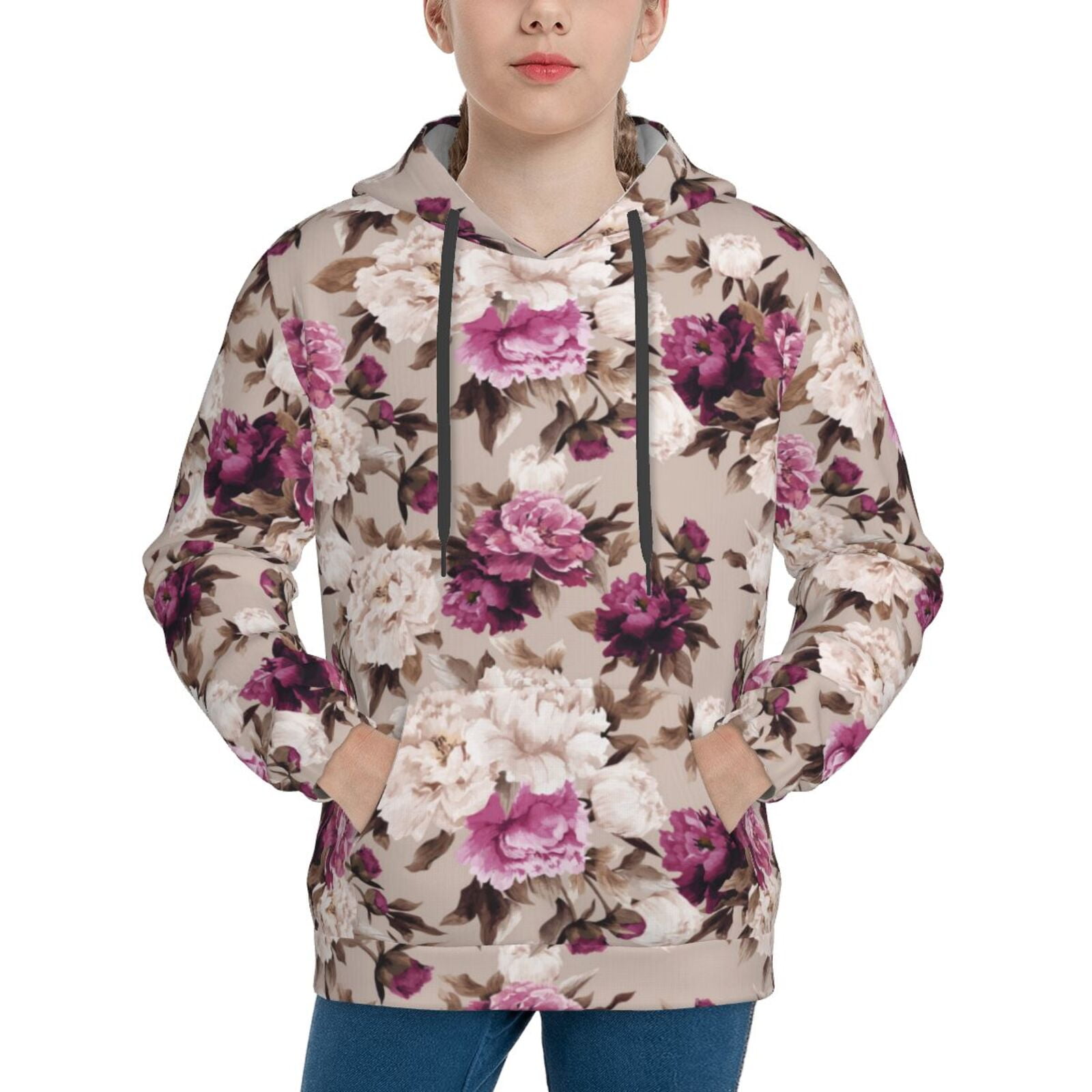 Daiia Rose Flowers for Boys Fashion Hoodies & Sweatshirts with Kangaroo ...