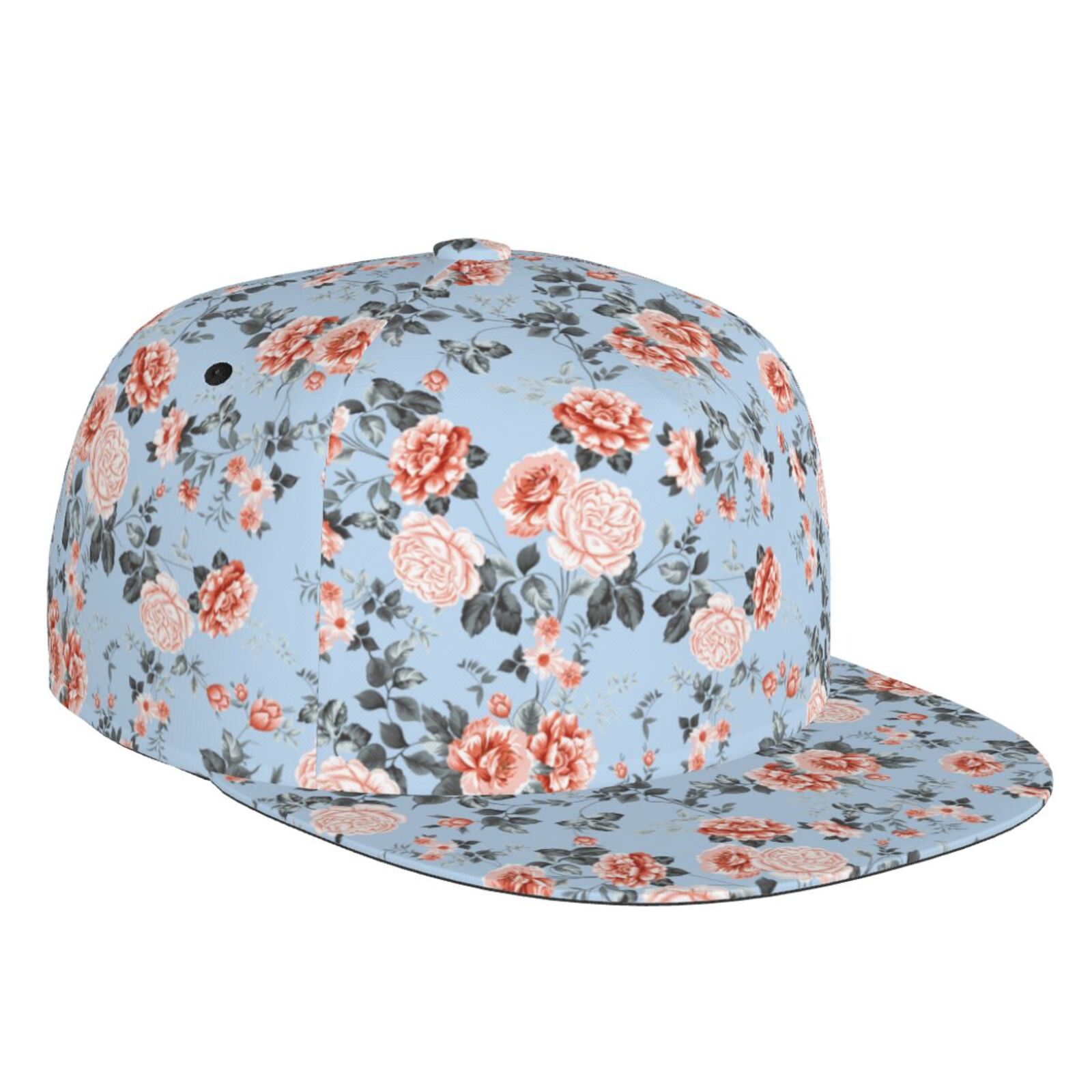 Daiia Rose Flowers print Flat Bill Hats Flat Brim Trucker Cap Baseball ...