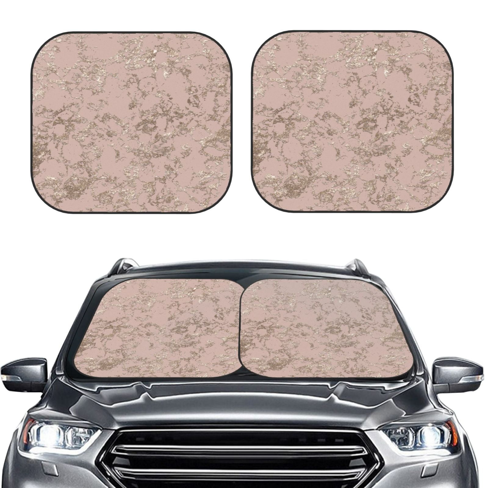 Daiia Rose Gold Marble Texture 2PCS Car Windshield Sun Shade, Foldable ...