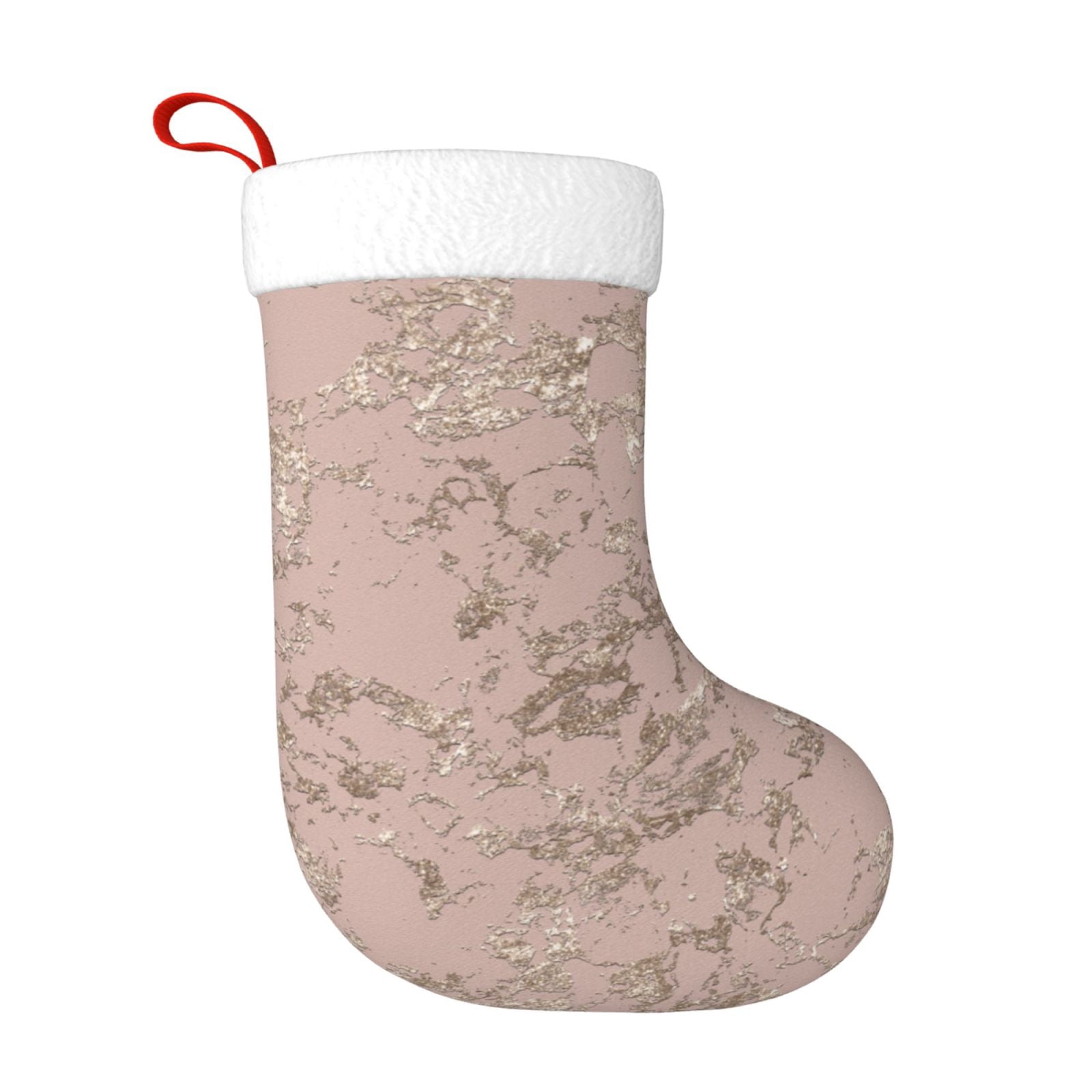 Daiia Rose Gold Marble Texture Print Christmas Stocking，18"Large ...