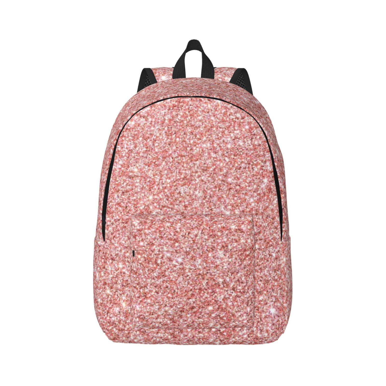 Daiia Rose Gold Pink Glitter Vintage Canvas Backpack for Men and Women ...