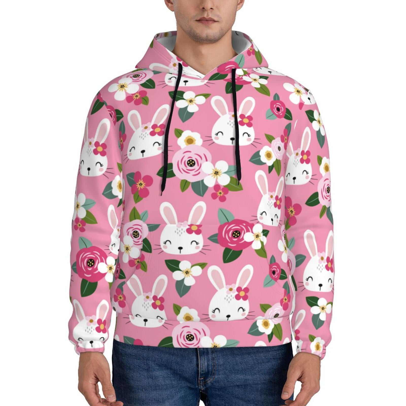 Daiia Rose Rabbit for Men's Fashion Hoodies & Sweatshirts with Kangaroo ...