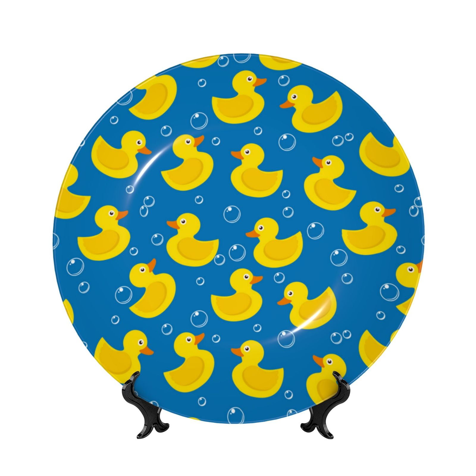 Daiia Rubber Duck Printed Pattern Ceramic Plate Dinner Plates Bone ...