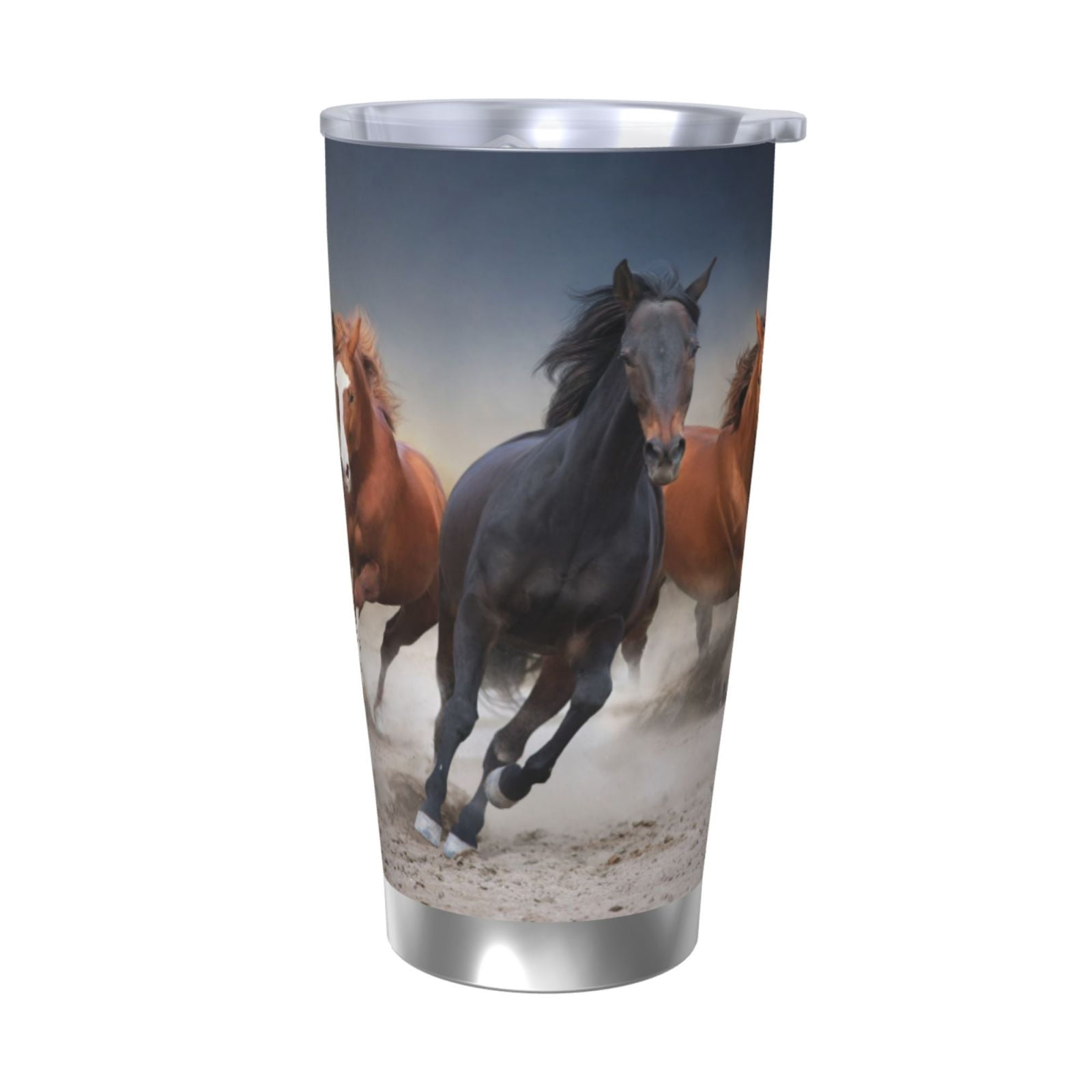 Daiia Running Horses Printed 20oz Insulated Coffee Cup with Straw ...