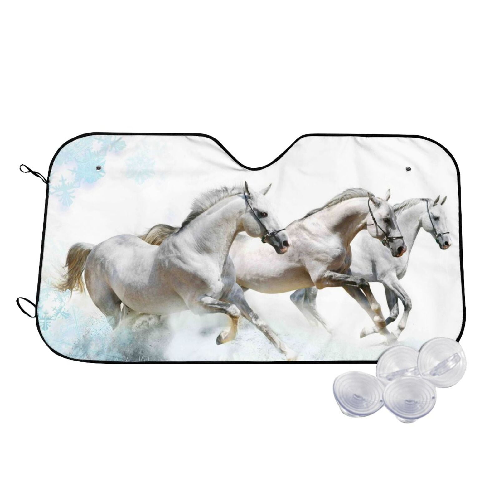 Daiia Running White Horses Windshield Sun Shade for Car SUV Truck ...