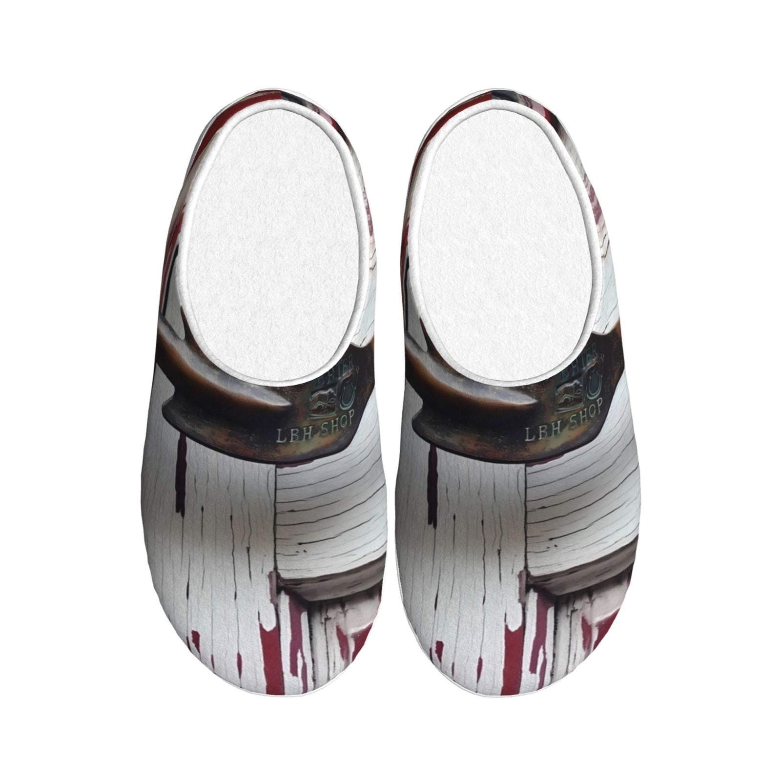 Daiia Rustic Door Handle Closeup Print Women’s Fuzzy Slippers Memory ...