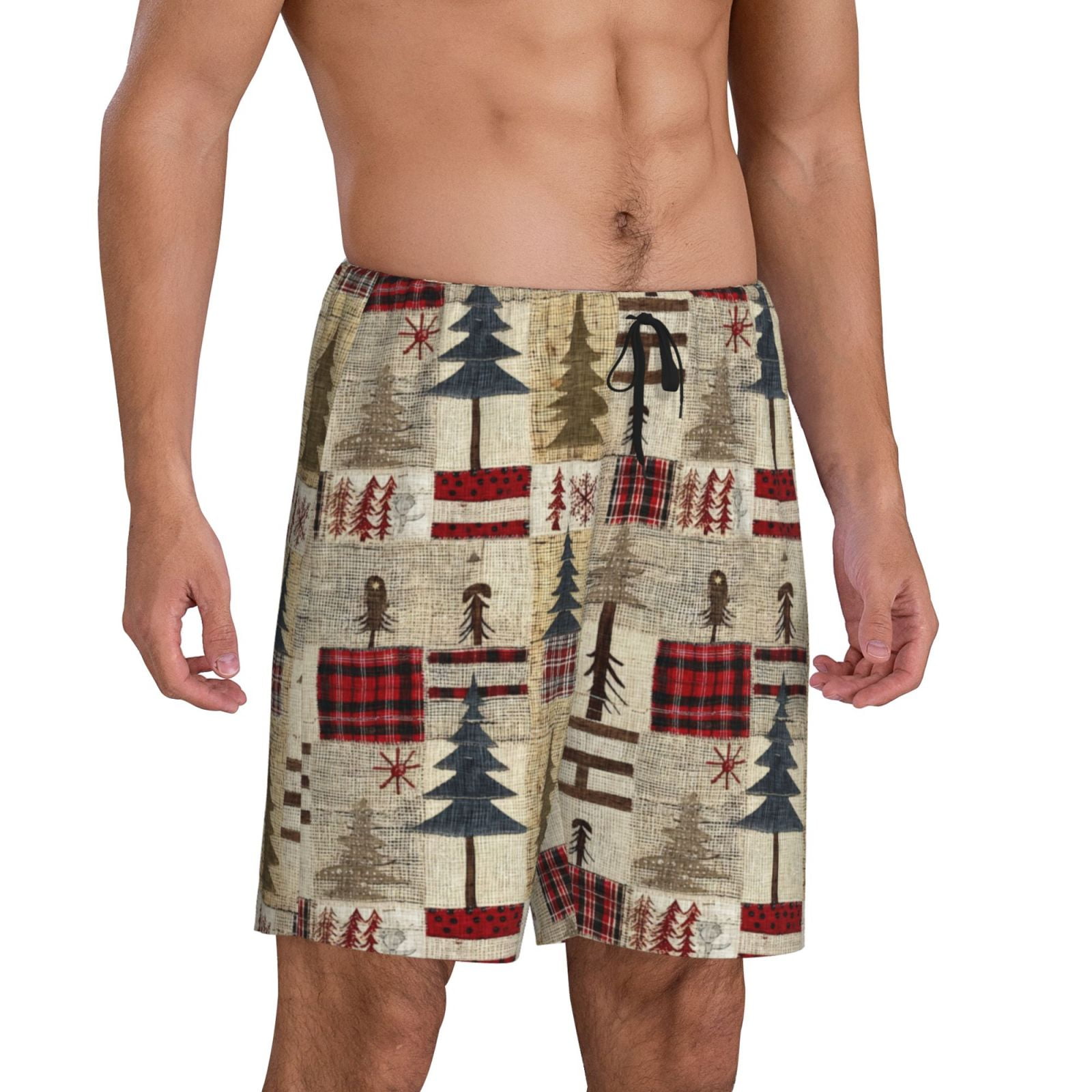 Daiia Rustic Plaid Forest Lodge Mens Woven Stretch Pajama Short,Short ...