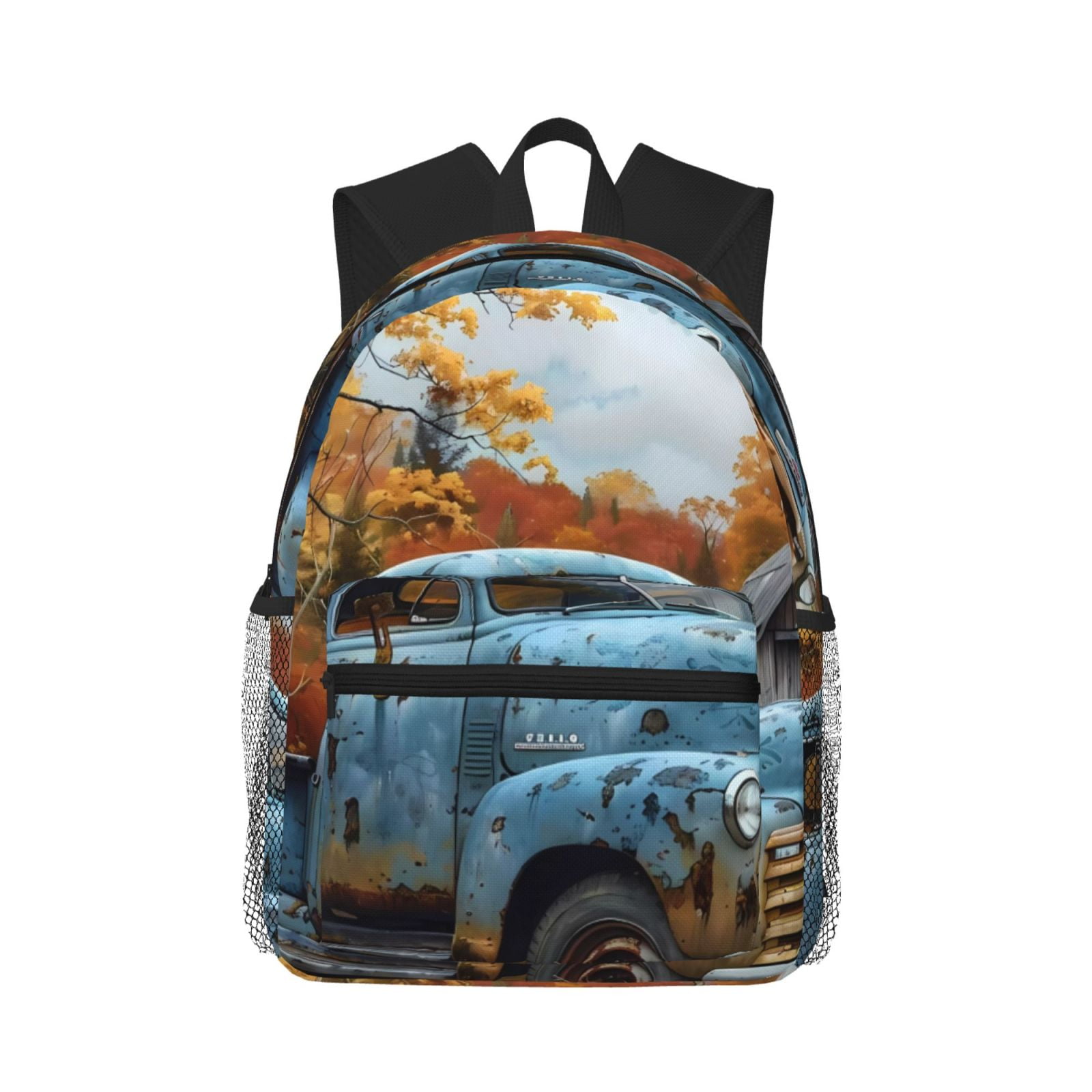 Daiia Rustic Vintage Truck Autumn School Backpack for Men Women, Unisex ...