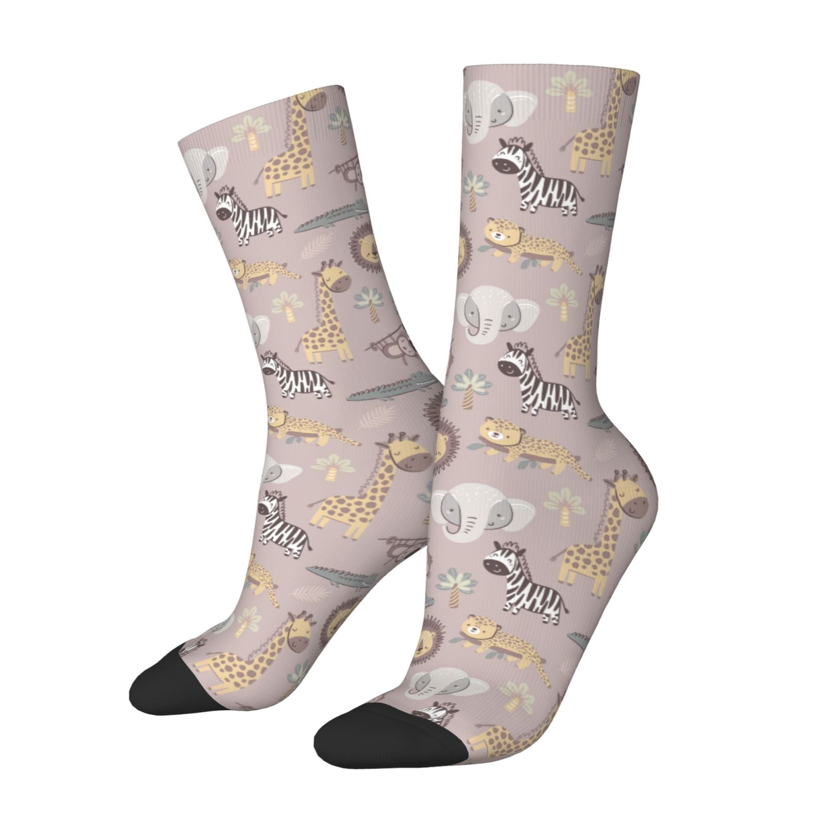Daiia Safari Animals Print Crew Socks – Soft Breathable Long Socks for ...