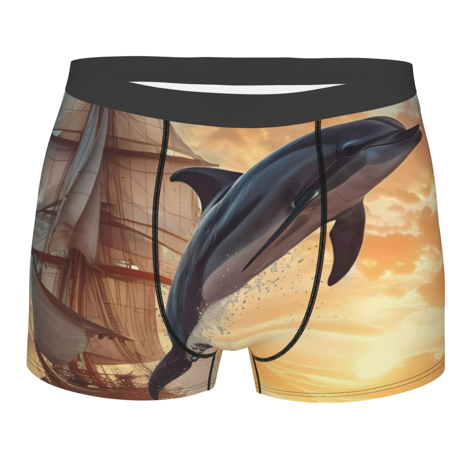 Daiia Sailing Dancing Dolphin Men's Underwear Boxer Briefs, Cotton ...