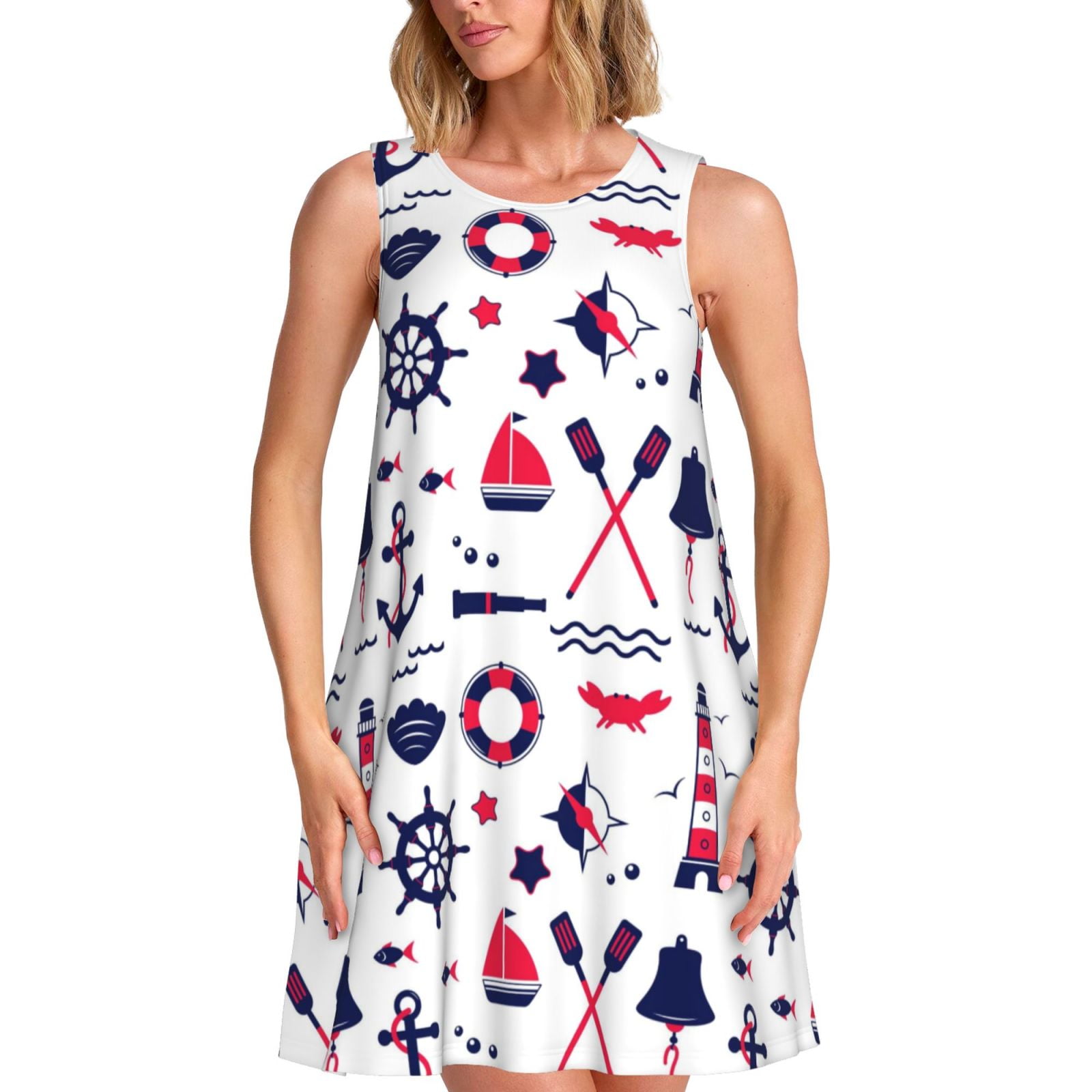 Daiia Sailing Marine Travel Print Women's Dresses 2025 Trendy Short ...