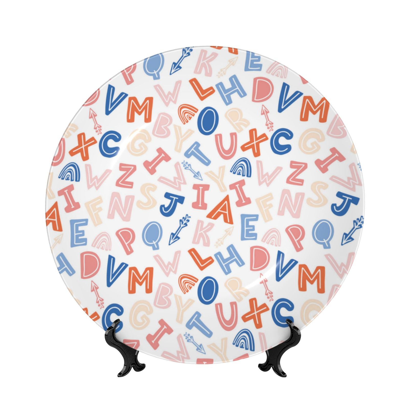 Daiia Scandinavian Alphabet Printed Pattern Ceramic Plate Dinner Plates ...
