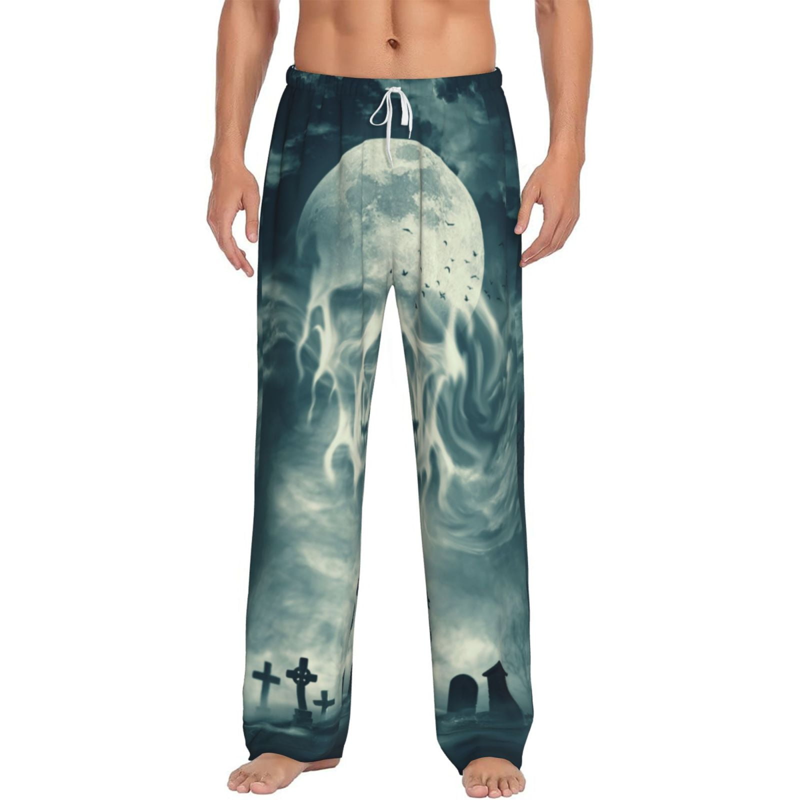 Daiia Scary Moon And Clouds Men's Sleep Pant with Pockets and ...