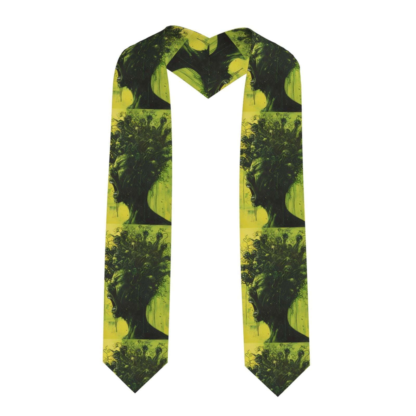Daiia Screaming Horror Art Pattern Graduation Shawl Stole – Satin ...