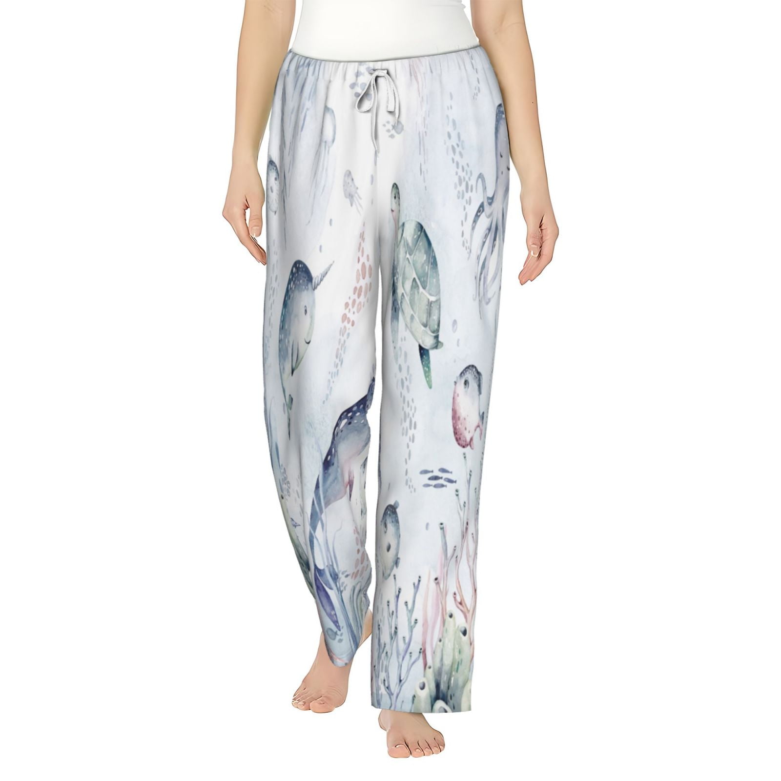 Daiia Sea Animals Women's Sleep Pant with Pockets and Drawstring,Pajama ...