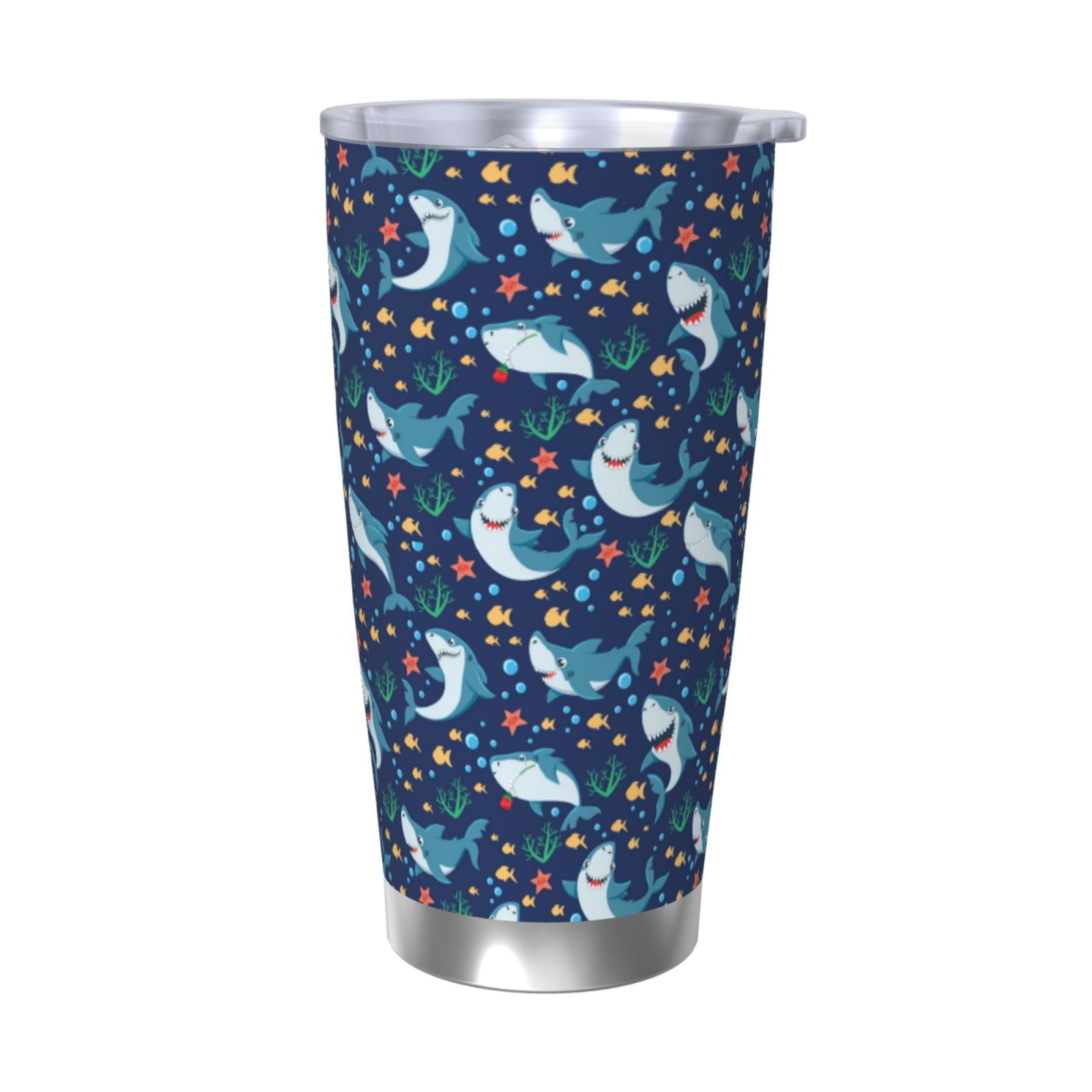 Daiia Sea Sharks Printed 20oz Insulated Coffee Cup with Straw Topper ...